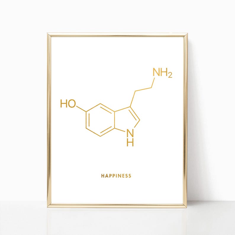 Serotonin Molecule Art Happiness Foil Print - Serotonin Wall Art ...
