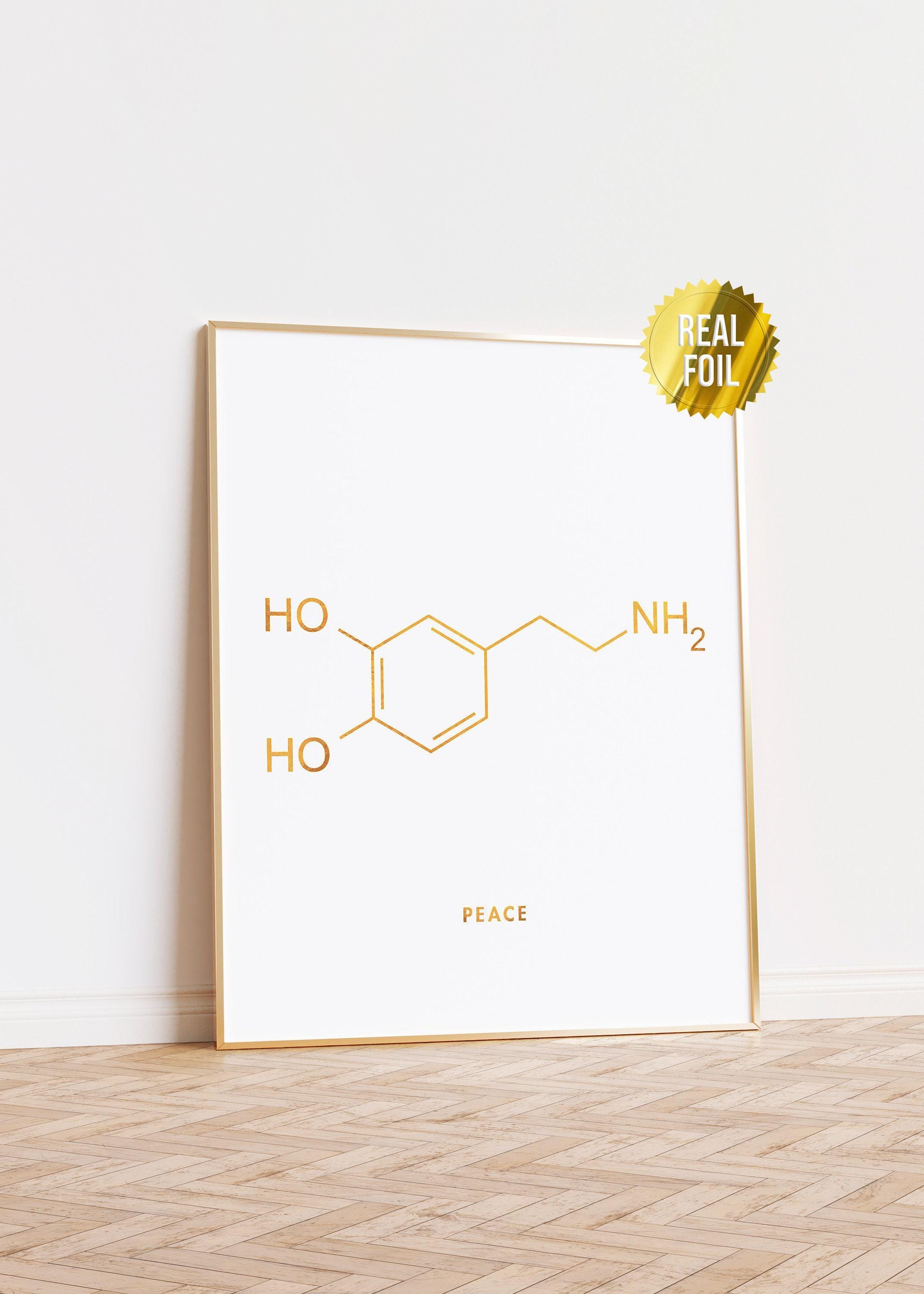 Peace Love Happiness Molecule Art Foil Print Set of 3 - Dopamine ...