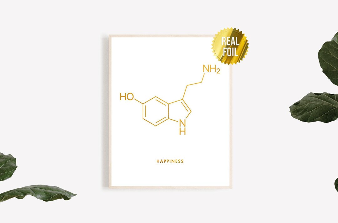 Serotonin Molecule Art Happiness Foil Print - Serotonin Wall Art ...