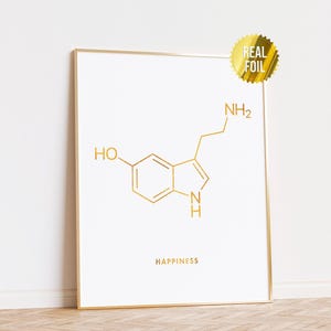 Peace Love Happiness Molecule Art Foil Print Set of 3 - Dopamine ...