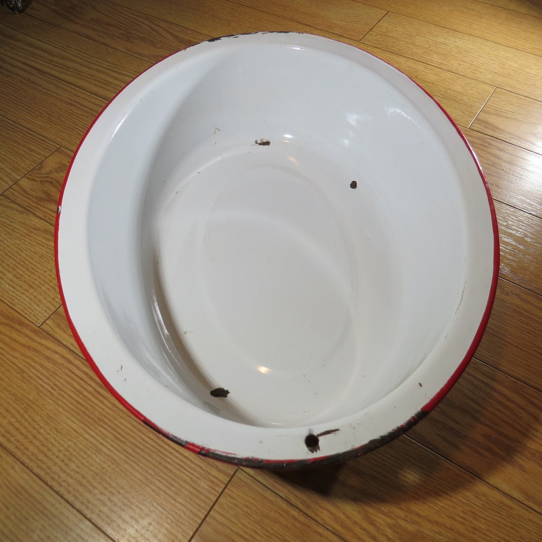 18" Oval Enamelware Wash Basin - Etsy
