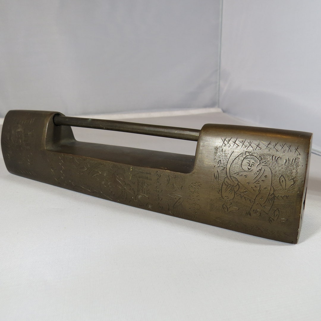 Large Antique Brass Asian Lock Without Key - Etsy