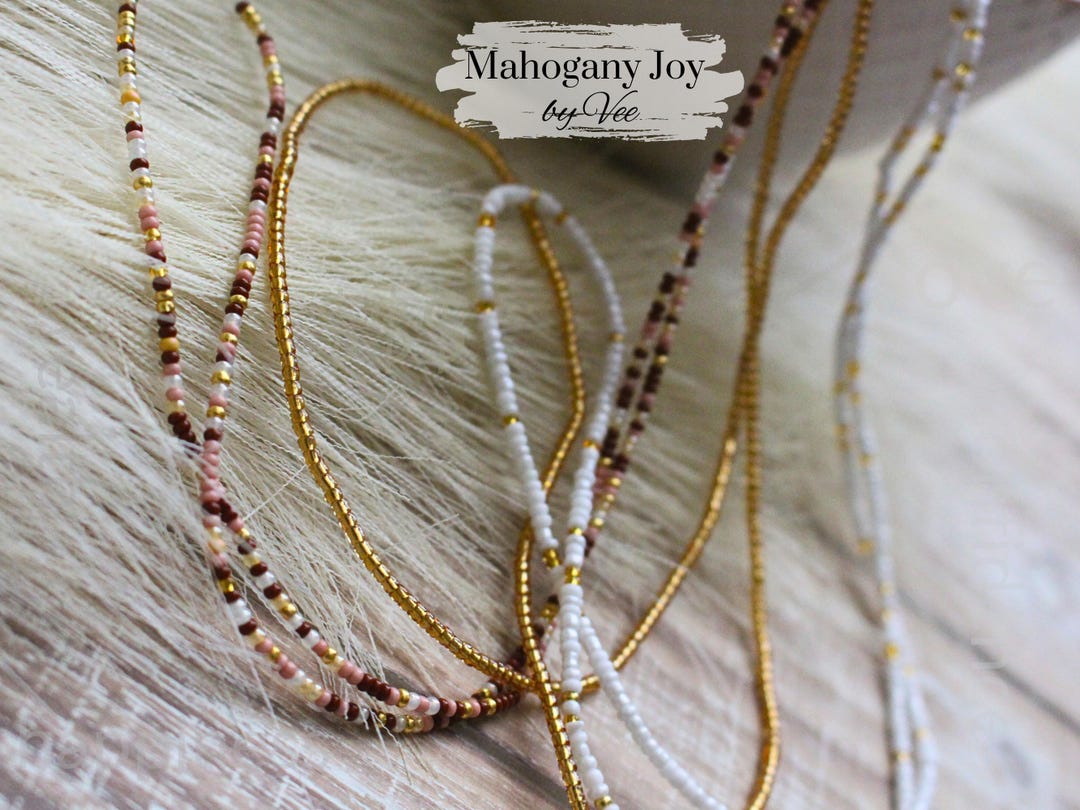 Mahogany Majesty Waist Beads Set of 3 Clasp or Tie on Women Boho Belly ...