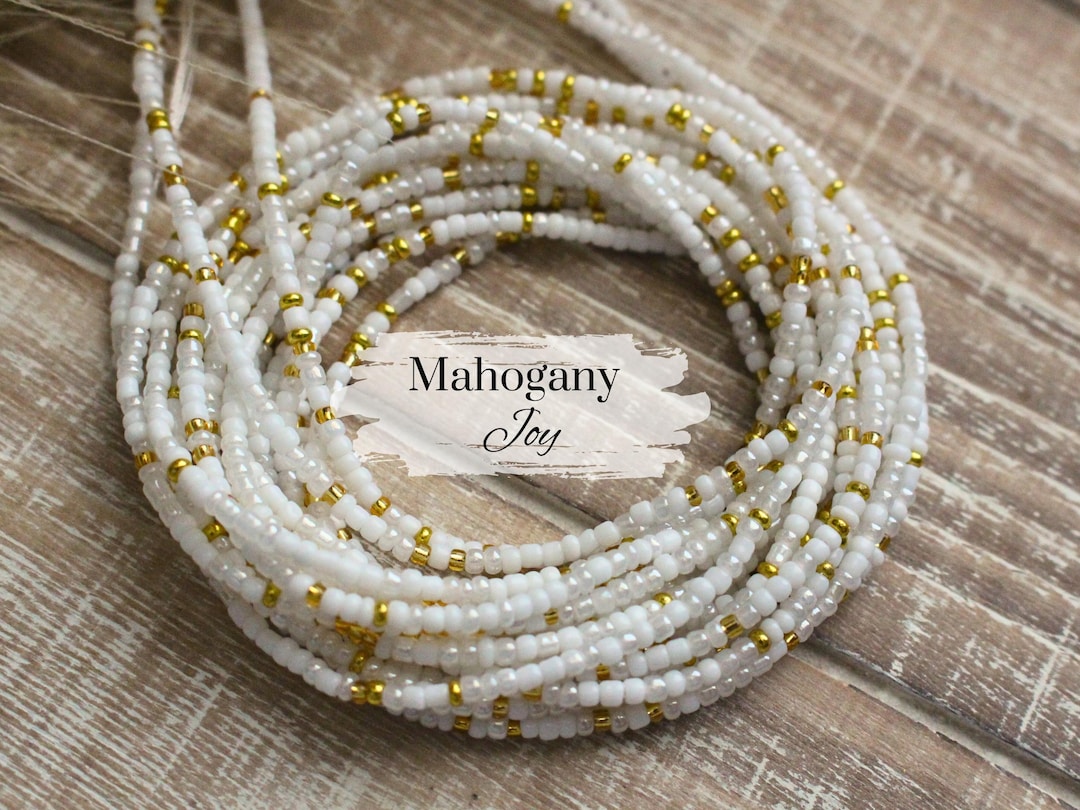 Waist Beads With Clasp or Tie on | White & Gold Mix | Handmade Boho ...