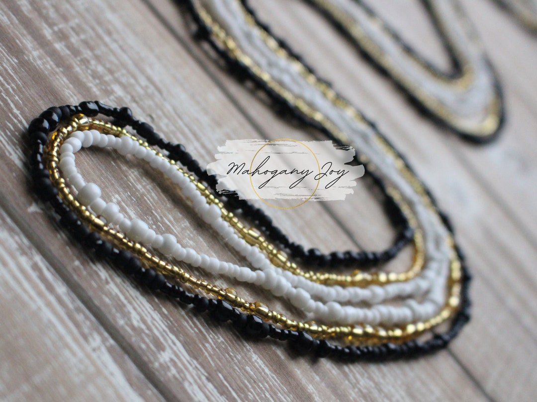 Luxe Tricolor Waist Beads Set of 3 With Clasp or Tie on Weight Tracker ...