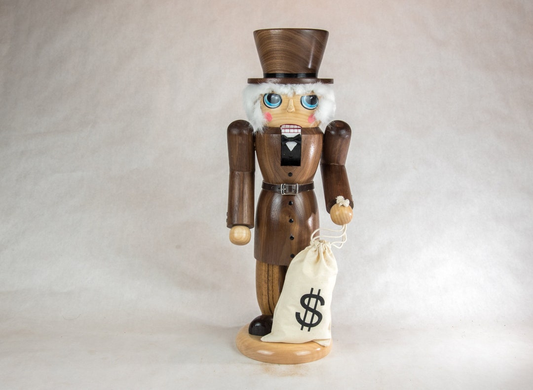 Wooden Nutcracker, Scrooge Handcrafted, Naturally Colored Woods - Etsy