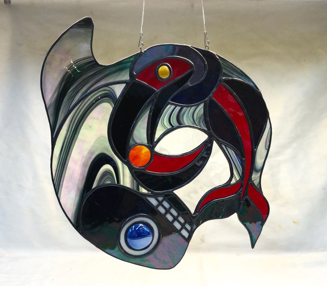 Orca & Raven Stained Glass Suncatcher - Etsy