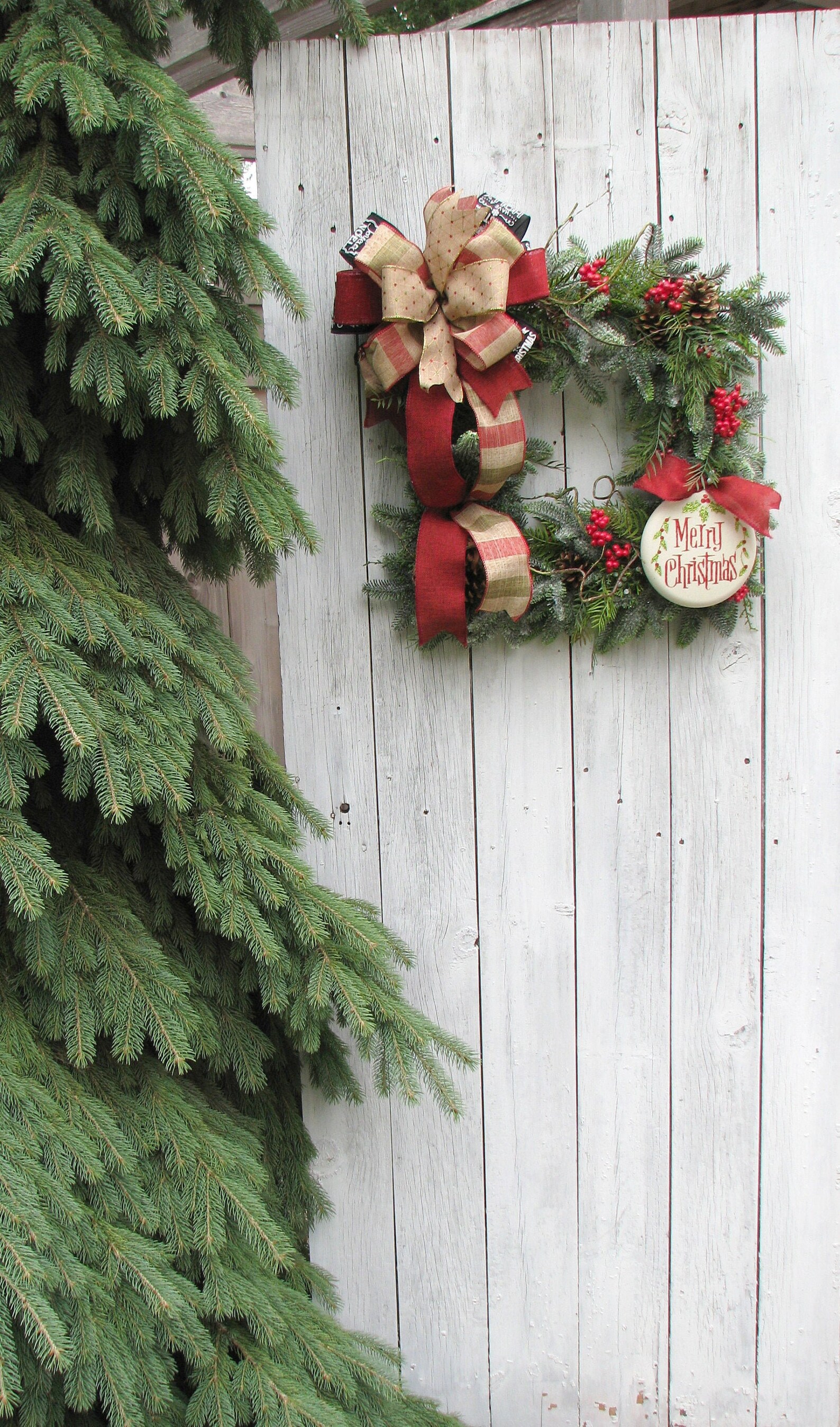 Square Christmas Wreath Holiday Pine Wreath Christmas Door | Etsy