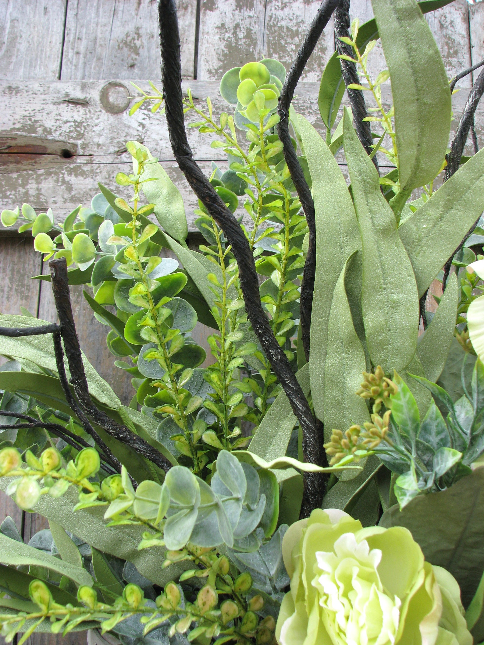 Hanging Basket With Greenery and Flowers, Large Wall Pocket, Woven Wall ...