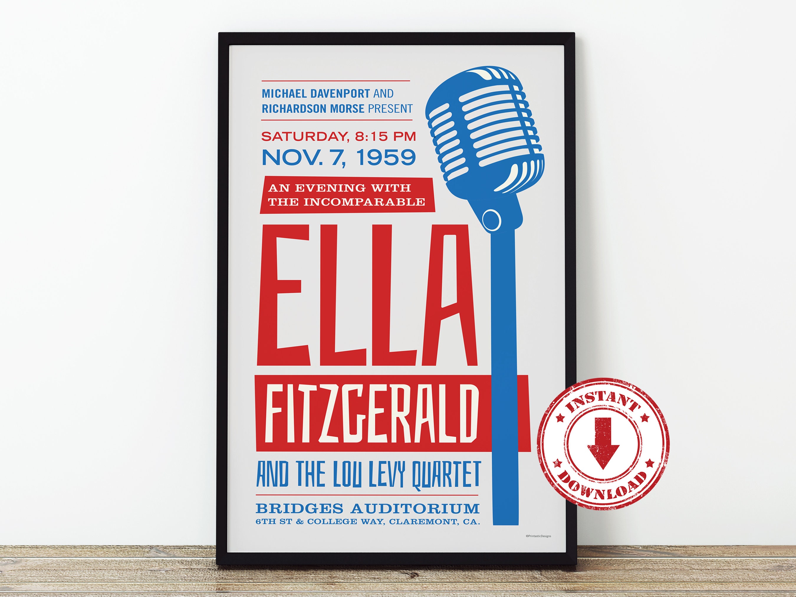 Digital Printella FITZGERALD 1959 Jazz Gig Poster 11 X - Etsy