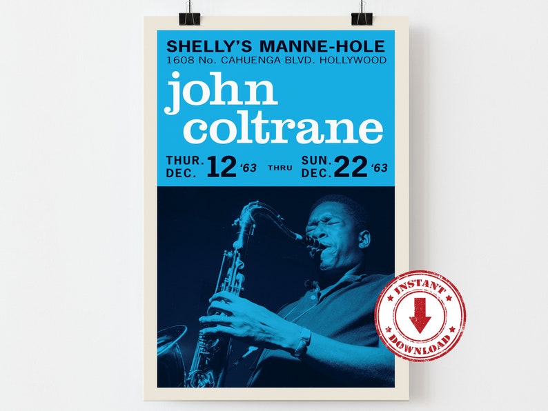 Digital Print—john COLTRANE 1963 Jazz Gig Poster 11" X 17"—download ...