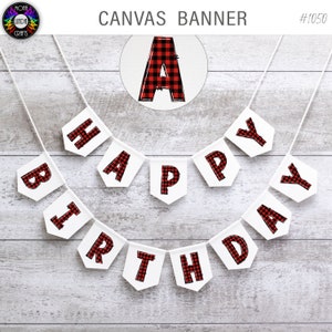 Happy Birthday Banner Buffalo Plaid Theme Birthday Sign Red Plaid ...
