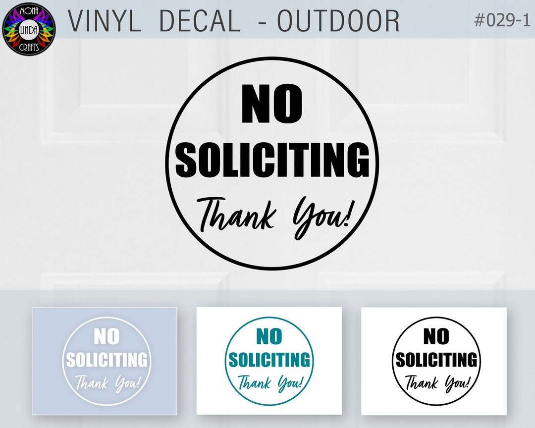 No Soliciting Thank You Decal for Door, Window, No Soliciting Sign, No ...