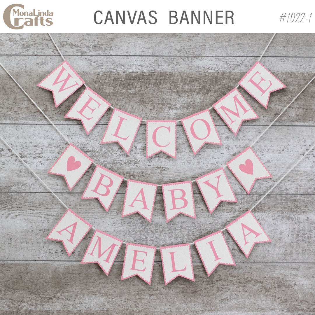 Custom Welcome Baby Banner Pink Welcome Baby Sign Baby Girl Shower ...