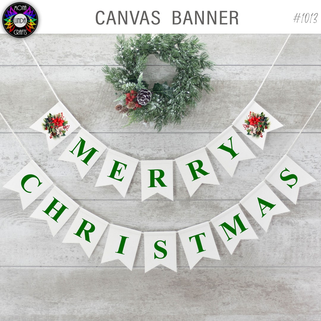 Merry Christmas Canvas Banner, Red and Green Merry Christmas Sign ...