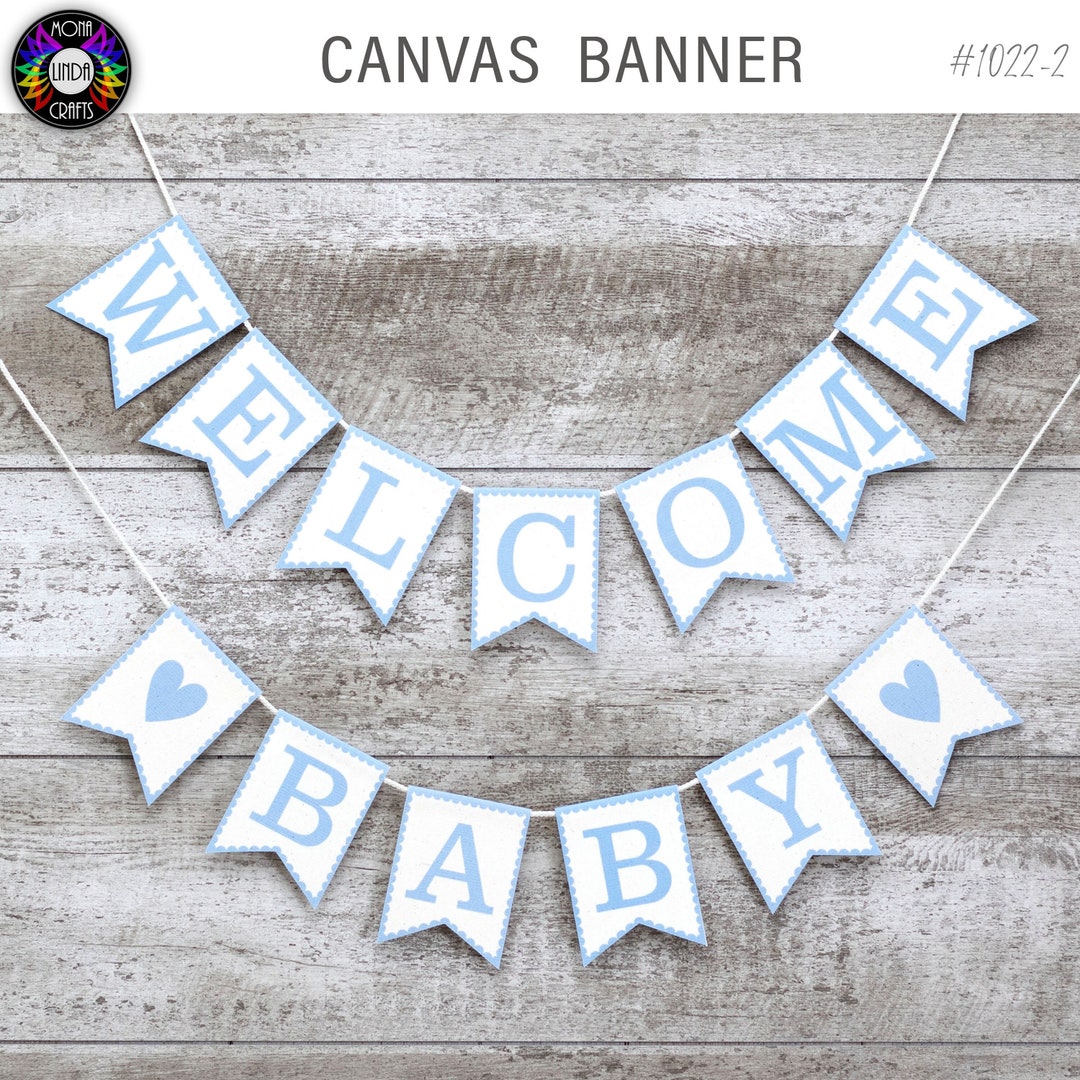Welcome Baby Banner Baby Shower Welcome Baby Boy Sign Baby Blue Banner ...
