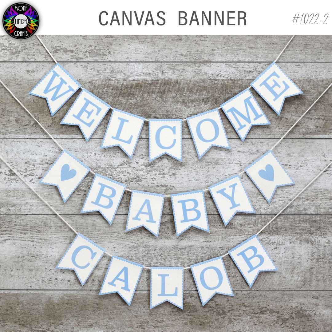 Custom Welcome Baby Banner Blue Welcome Baby Sign Baby Boy Shower ...