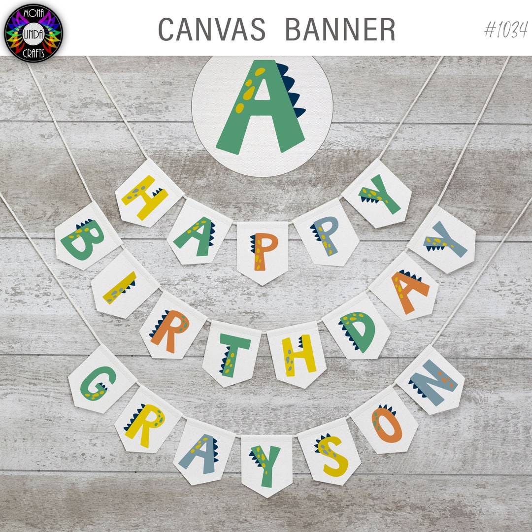 Happy Birthday Banner Dino Theme Custom Dinosaur Themed Kids Birthday ...