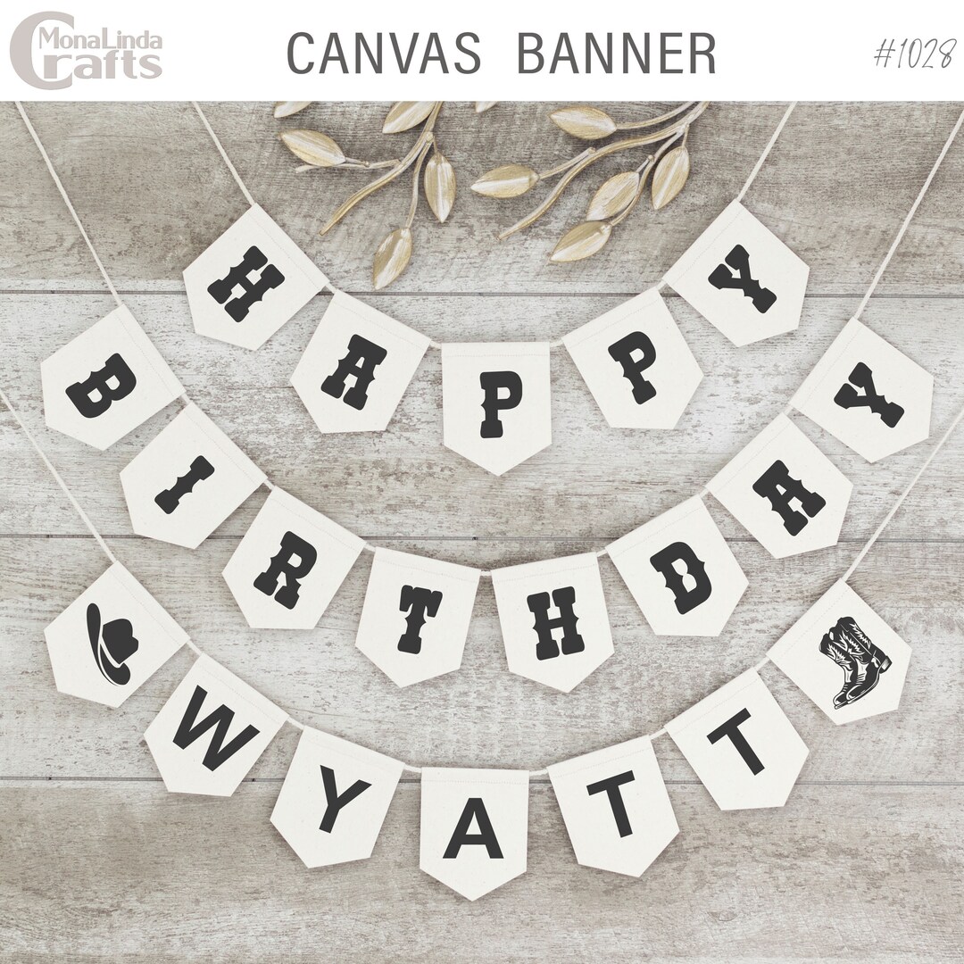 Happy Birthday Banner Western Personalized Banner Cowboy - Etsy