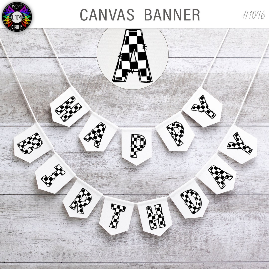 Happy Birthday Banner Chess Theme Birthday Sign Checkered Birthday ...