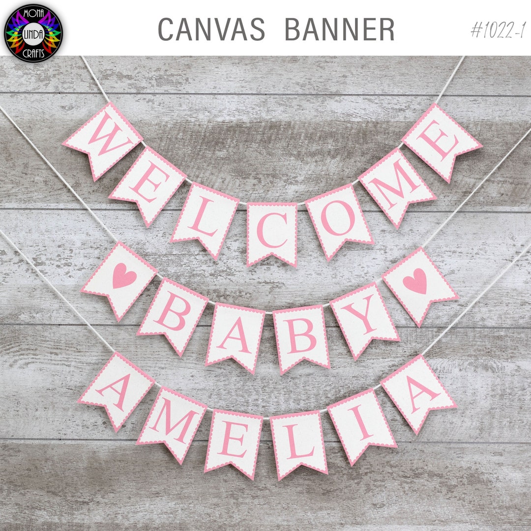 Custom Welcome Baby Banner Pink Welcome Baby Sign Baby Girl Shower ...