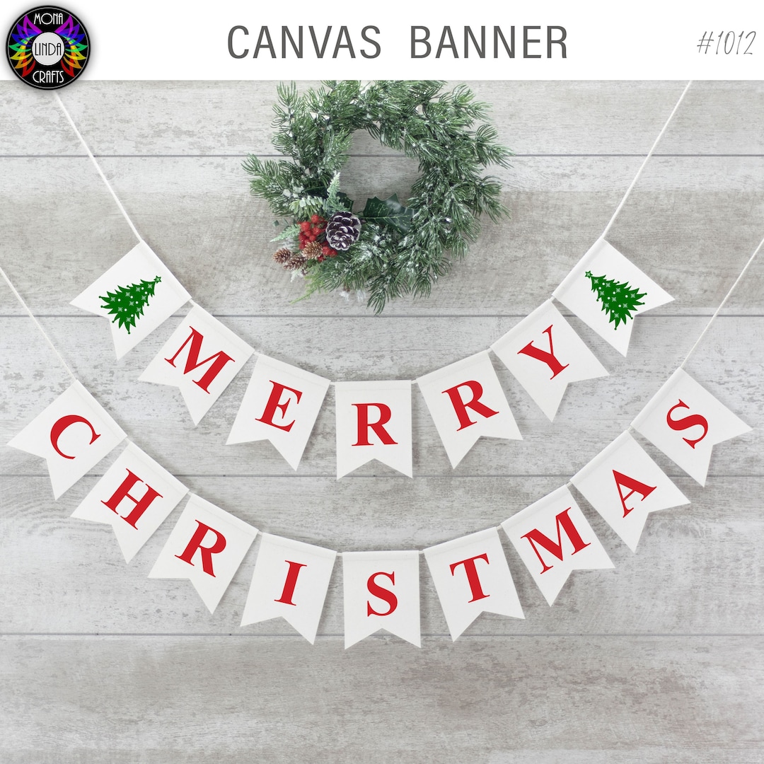 Merry Christmas Canvas Banner, Red and Green Merry Christmas Sign ...