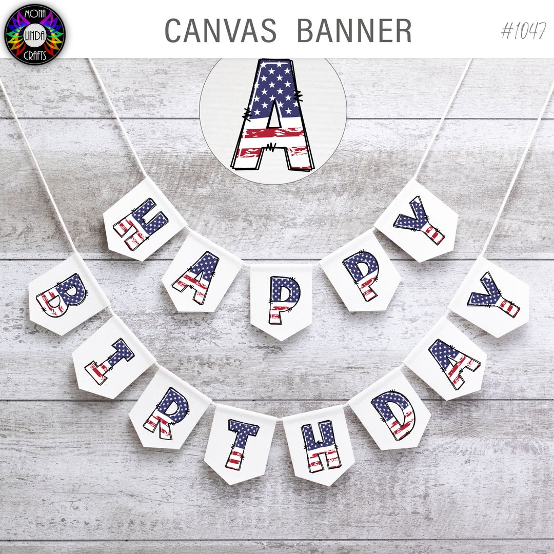 Happy Birthday Banner Patriotic Theme Birthday Sign American Flag ...