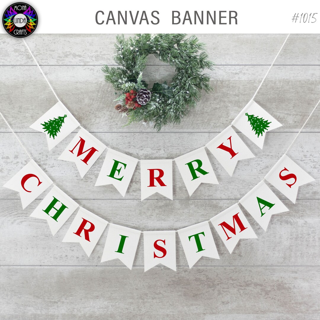 Merry Christmas Canvas Banner, Red and Green Merry Christmas Sign ...