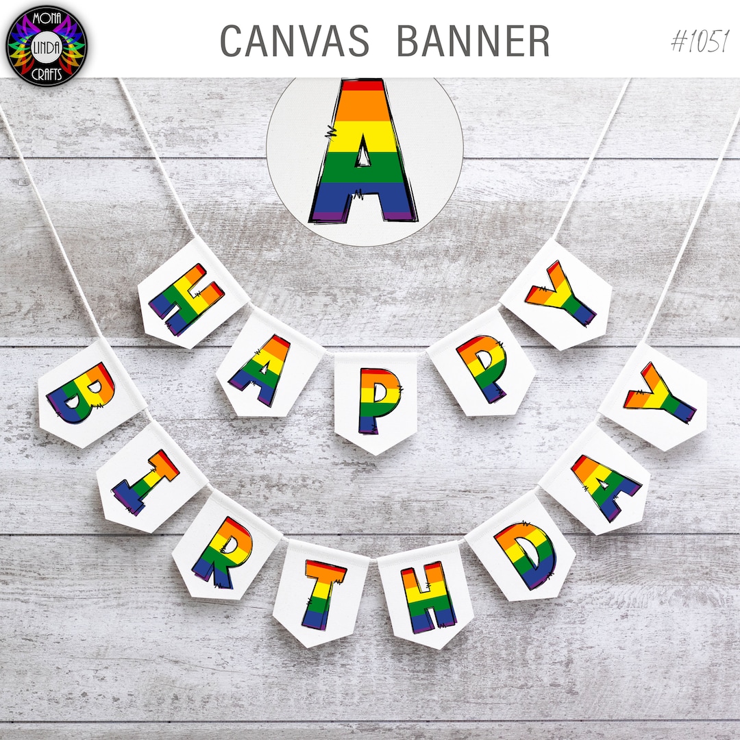 Happy Birthday Banner Rainbow Pride Birthday Sign LGBTQ Rainbow ...