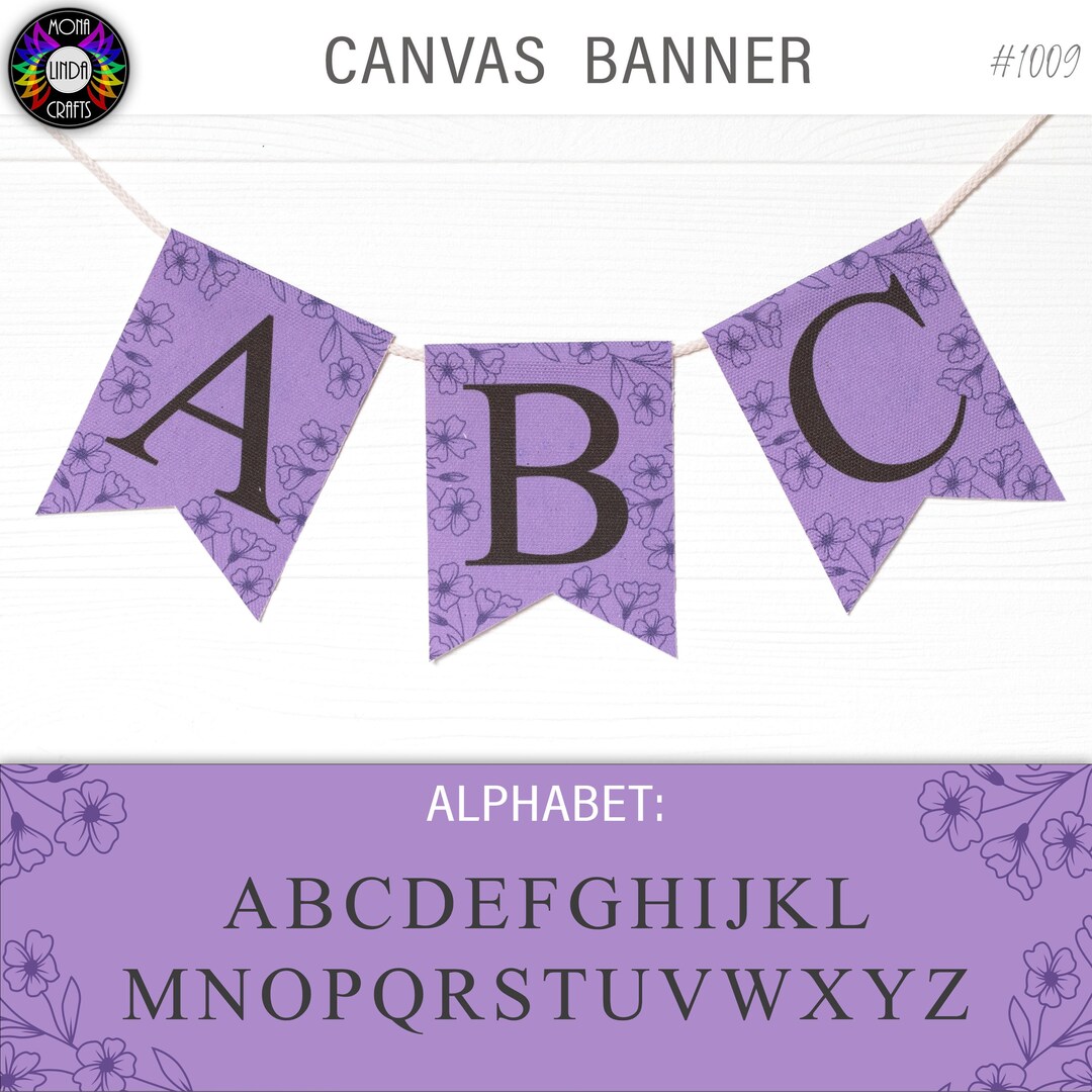 Purple Birthday Banner Custom Canvas Bunting Banner Purple Boho Flower ...