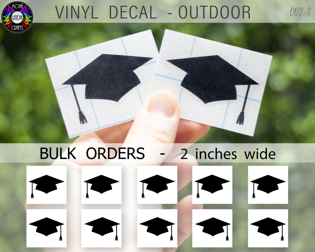 Graduation Hat Decal BULK, Graduation Hat Sticker, Senior 2023 Vinyl ...