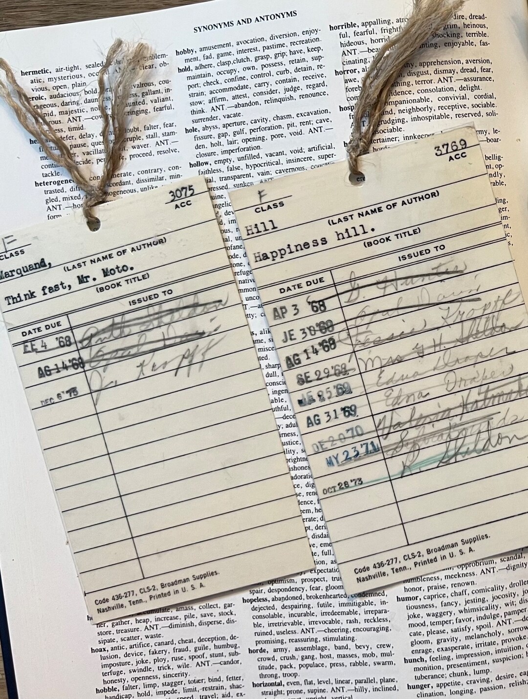 Library Card Bookmarks Some Made From the Spine of a Vintage Book ...