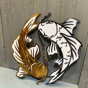 Metal Koi Fish Ying Yang Design Plasma Cut Sign Art Beautiful Fish ...
