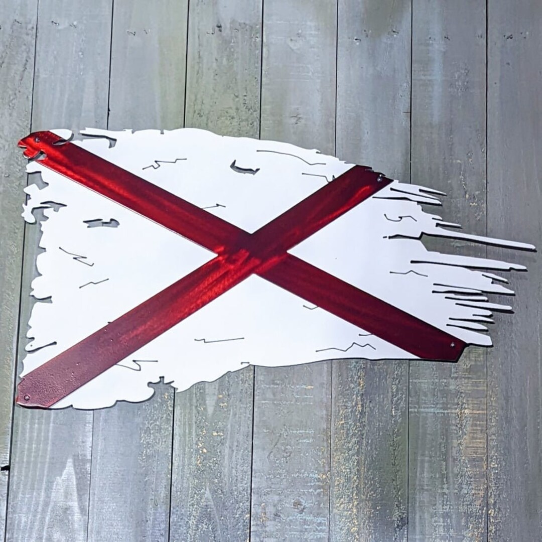 Metal Tattered State of Alabama Flag Plasma Cut Metal Art - Etsy