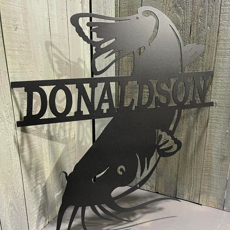 Metal Catfish Monogram Custom Color and Last Name Plasma Cut Wall Hang ...
