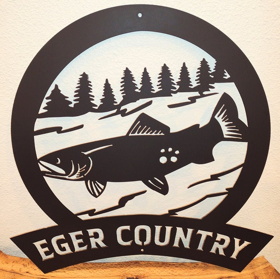 Metal Salmon Last Name Sign Custom Plasma Cut Sign Art Fishing Family ...