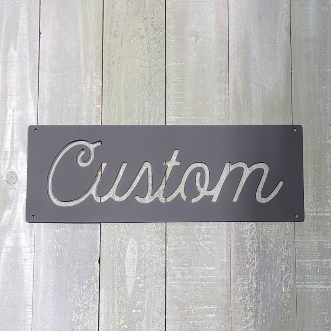 Metal Negative Space Custom Word Rectangle Hand Painted Plasma Cut Sign ...