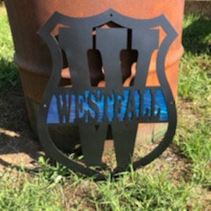 Metal Custom Police Badge Monogram Two Layer Black and Blue Painted ...