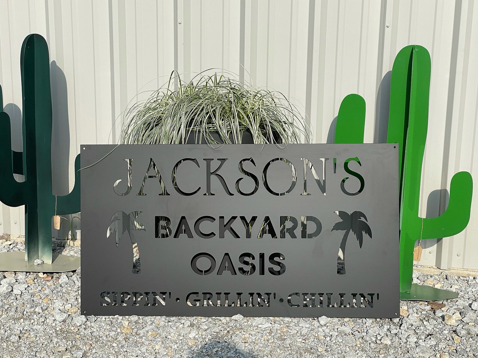Metal Backyard Oasis Sign Sipping Grillin Chillin Palm Tree | Etsy