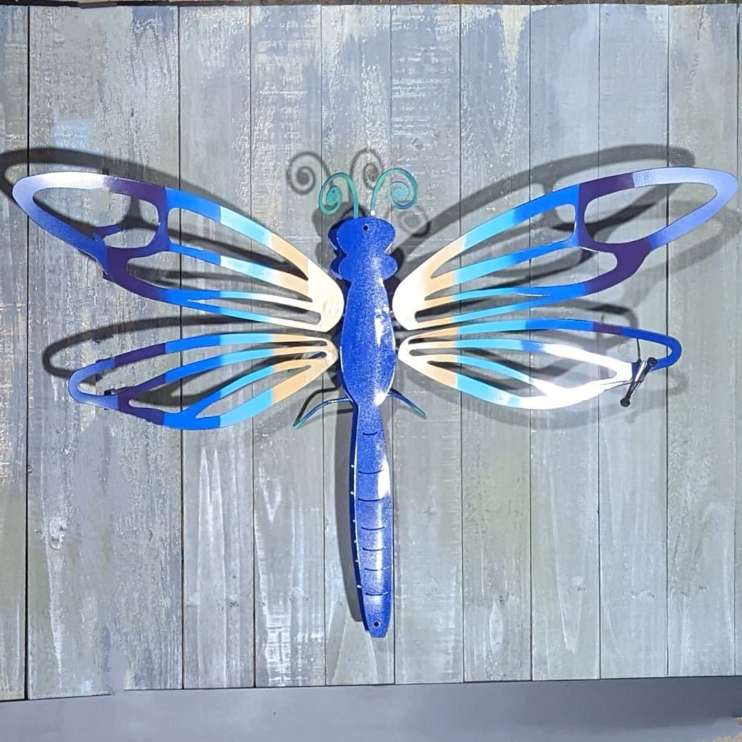Multicolored Metal 3D Dragon Fly Custom Size Plasma Cut Sign Art Garden ...