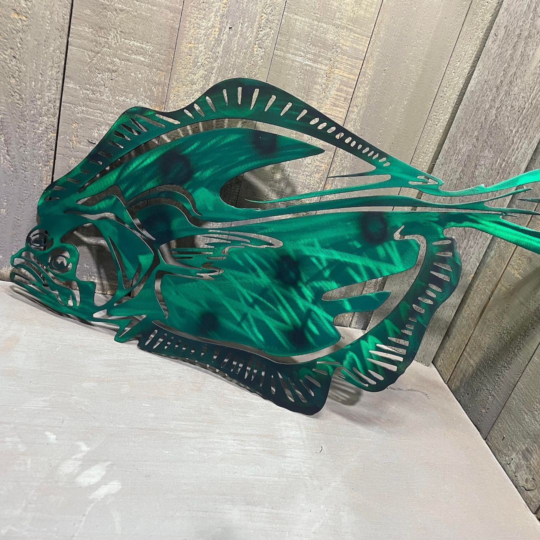 Metal Flounder Fish Plasma Cut Sign Art Fishing Ocean Boats Lakehouse ...