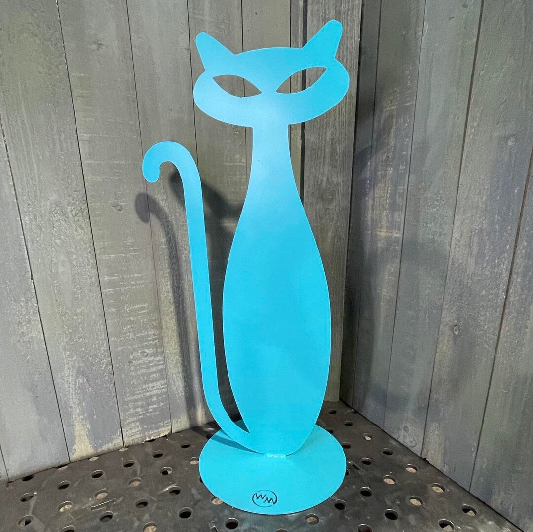 Metal Freestanding MCM Cat Plasma Cut Sign Art Custom Midcentury Modern ...