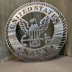 Metal Navy USN Crest Single or Double-layer Custom Paint Plasma Cut ...