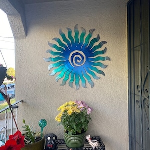 Metal Sun Funky Plasma Cut Art Handpainted Modern Sunrise Backyard - Etsy