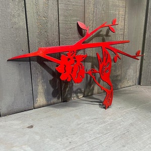 Metal Hummingbird Tree Stake Outdoor Decor Garden Art Plasma Cut Sign ...