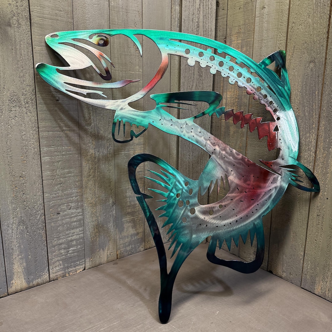 Plasma Cut Metal Trout Sign Jumping Fish Wall Art - Etsy