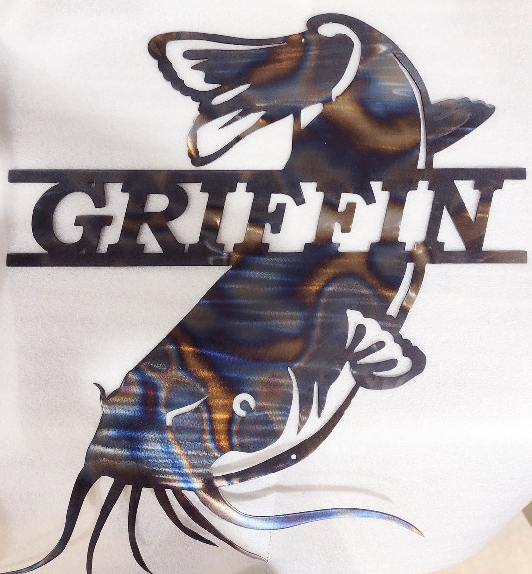 Metal Catfish Monogram Custom Color and Last Name Plasma Cut Wall Hang ...
