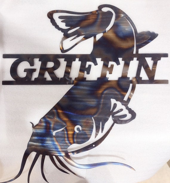 Metal Catfish Monogram Custom Color and Last Name Plasma Cut - Etsy