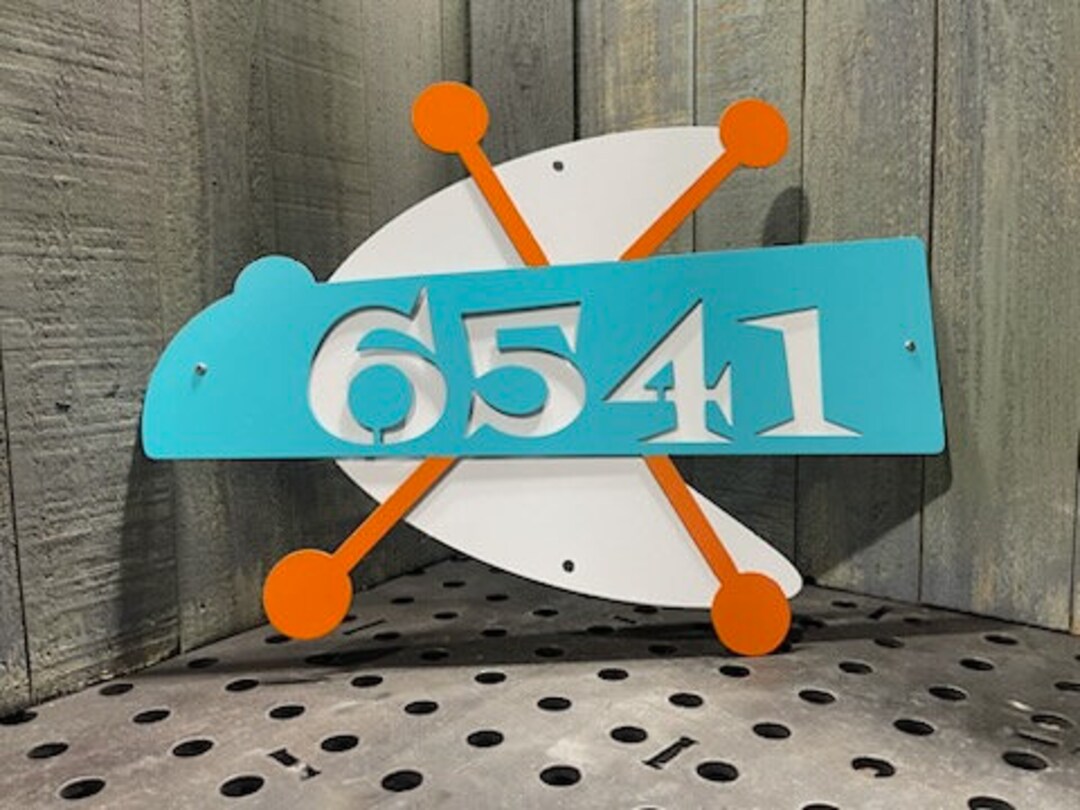 Metal Mid Century Modern Custom Address Sign NUMBERS Plasma Cut Sign ...