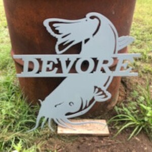 Metal Catfish Monogram Custom Color and Last Name Plasma Cut Wall Hang ...